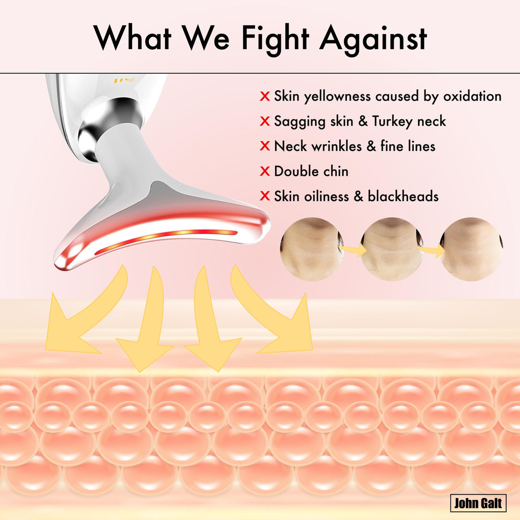 Red Light Therapy Massager for Face and Neck, 7 Color Led W/ Skin Care ...